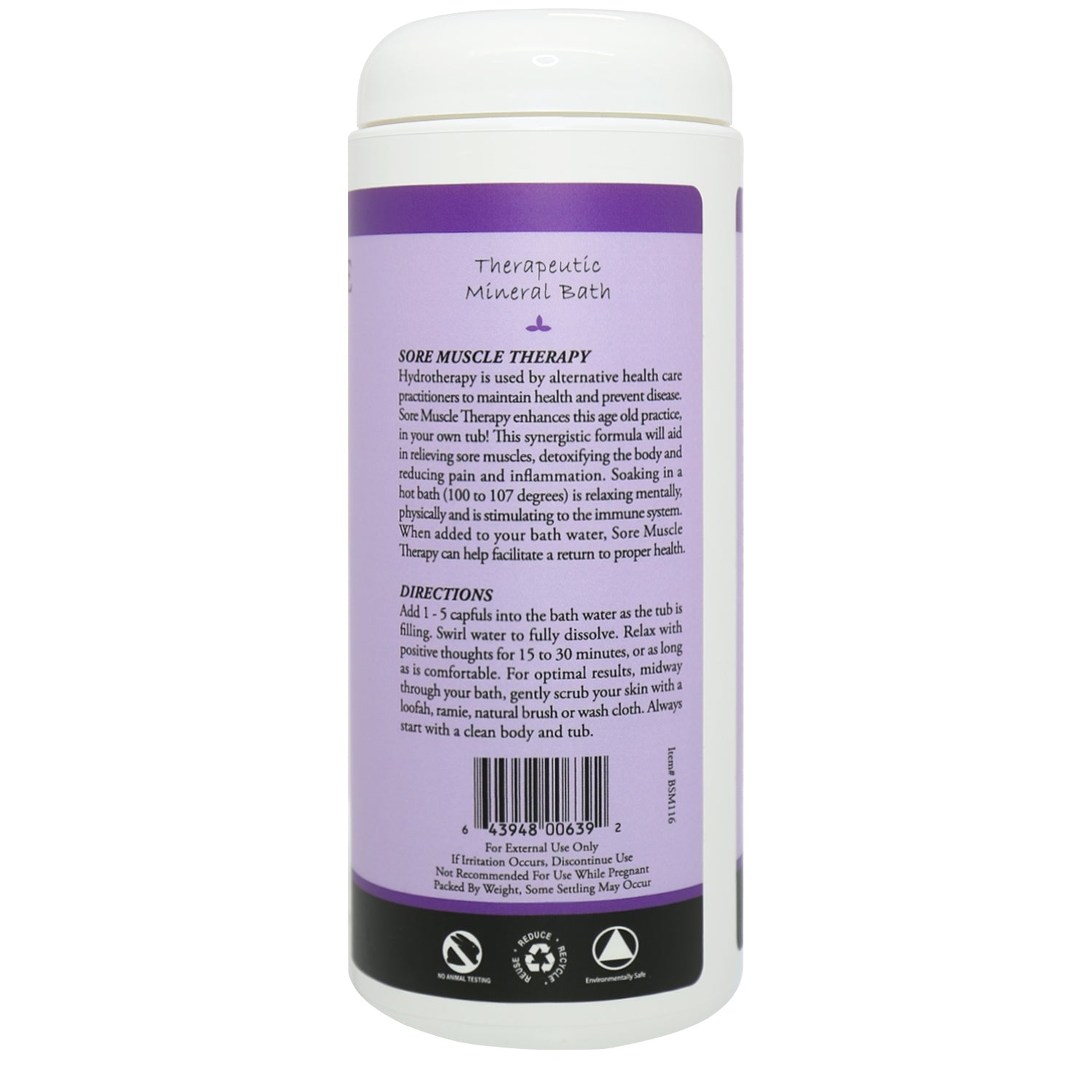 Sore Muscle Bath Salt 16 oz | Plantlife | Mineral Bath Salts